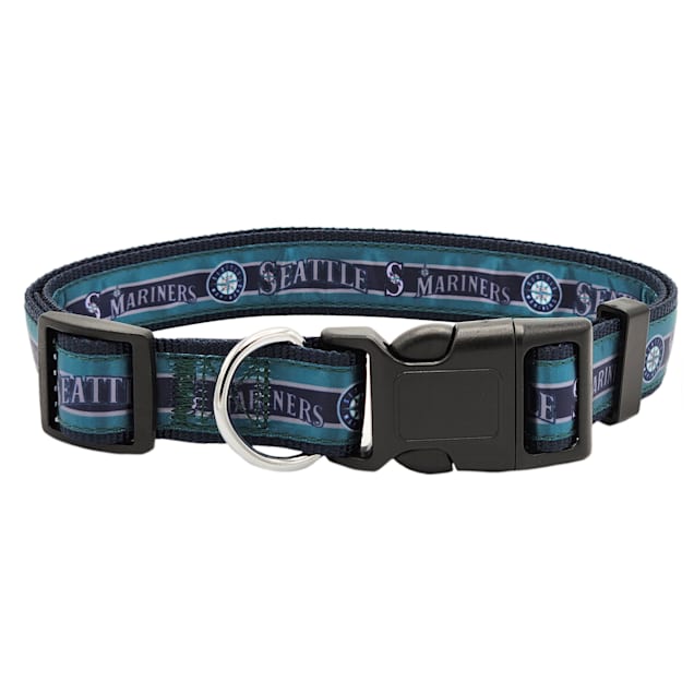 Pets First MLB Satin Dog Collar, Large, Seattle Mariners | Petco