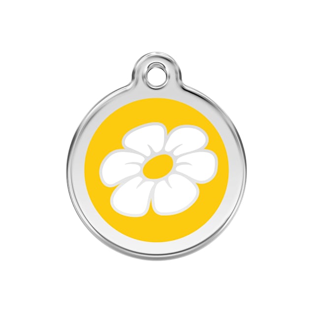 Red Dingo Stainless Steel Enamel Daisy Personalized Engraved Pet ID Tag ...