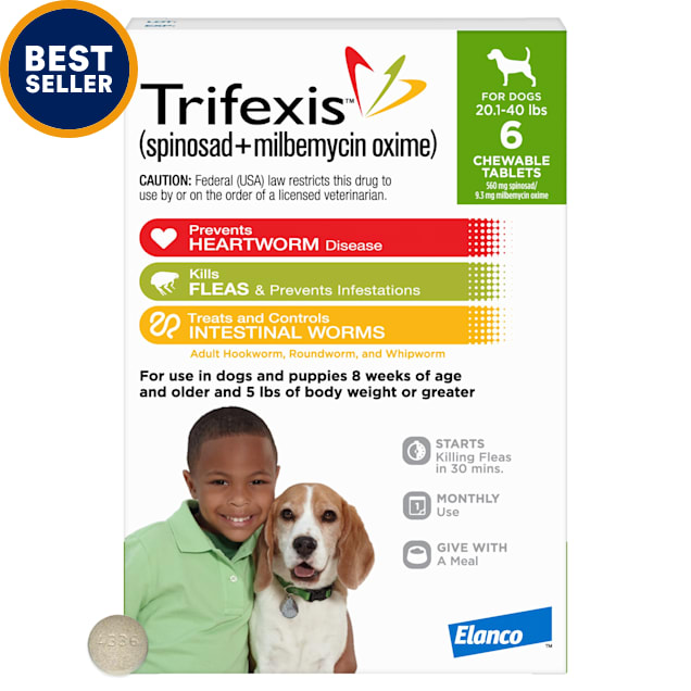 Trifexis Chewable Tablets for Dogs 20.1 to 40 lbs, 6 Month Supply | Petco