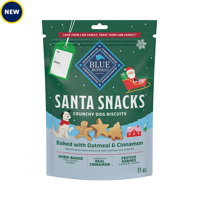 Blue Buffalo Santa Snacks Natural Crunchy Oatmeal & Cinnamon Dog ...