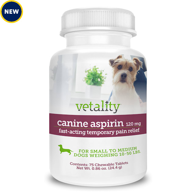 Vetality Canine Aspirin 120MG for Small to Medium Dogs Upto 10-50 lbs ...