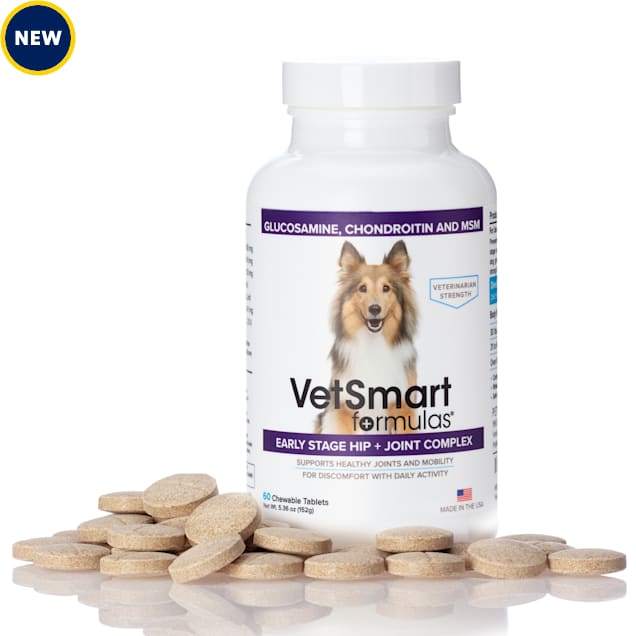 VetSmart Formulas Early Stage Hip + Joint Complex with Glucosamine, Chondroitin and MSM for Dogs ...