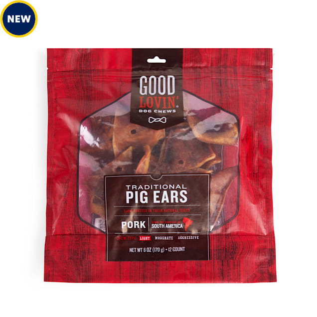 Good Lovin' Traditional Pig Ears Chew for Dogs, 6 oz., Count of 12 | Petco