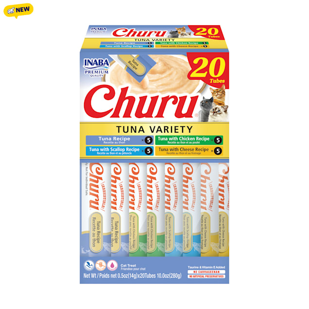 Inaba Churu Variety Box Tuna, Chicken, Scallop and Salmon Cat Treats ...