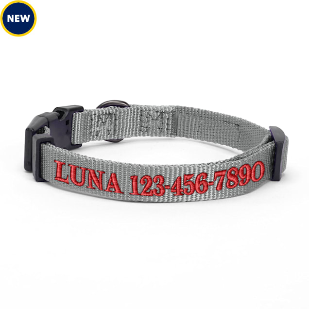 Pawtitas Grey Personalized Solid Dog Collar, Large | Petco