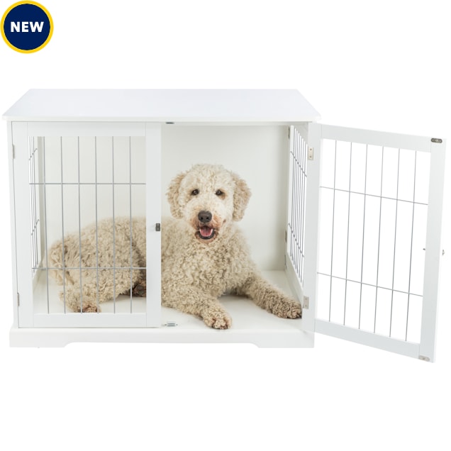 TRIXIE White Wooden Wire Crate Pet Home End Table, 27" L X 38.7" W X 29 ...