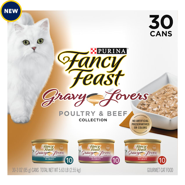 Fancy Feast Lovers Poultry and Beef Gourmet Gravy Wet Cat Food Variety ...