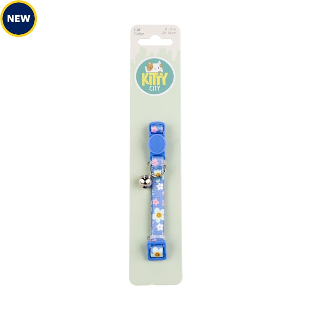 Kitty City Blue Smile Floral Print Cat Collar | Petco
