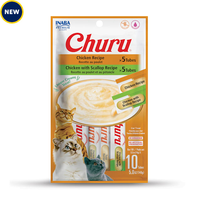 Inaba Churu Chicken with Scallop Recipe Variety Pouch Cat Treats, 5 oz ...