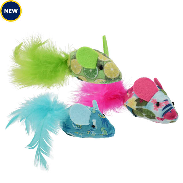 Multipet Margaritaville Catnip Mice 3-Pack & Feathers