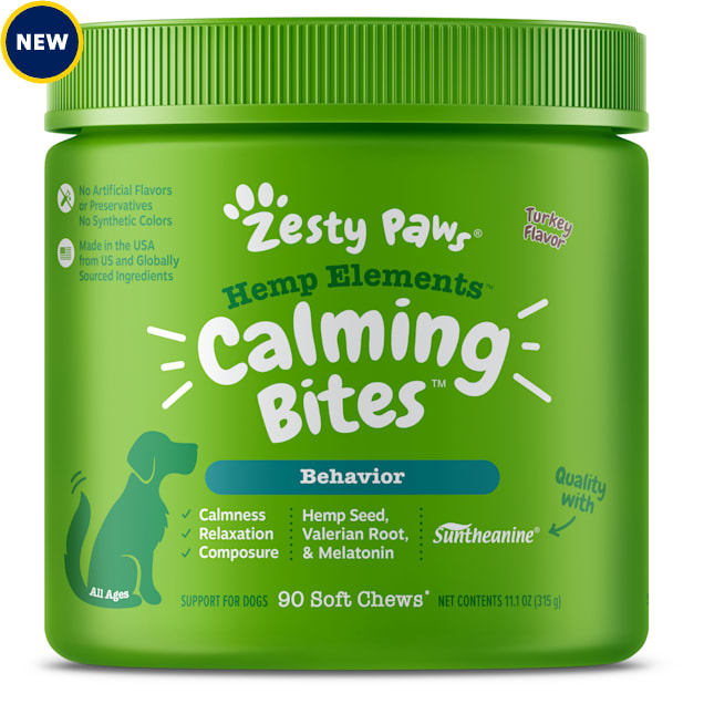 Zesty Paws Turkey Hemp Elements Calming Bites for Dogs, 11.1 oz., Count ...