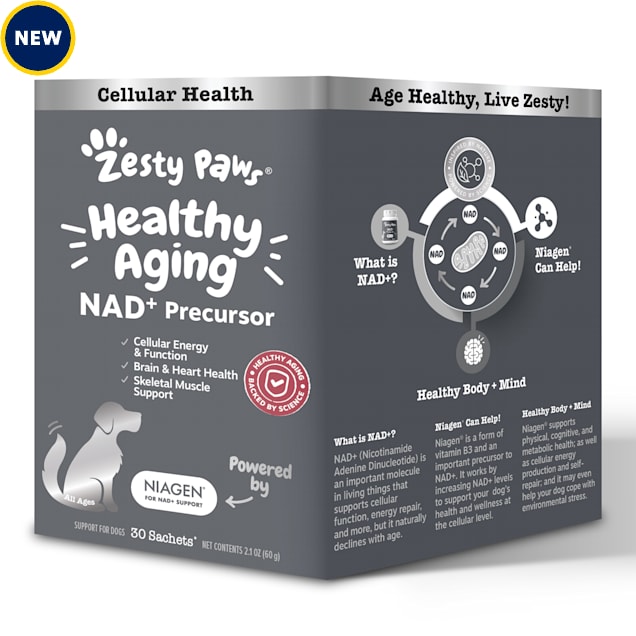 Zesty Paws Healthy Aging Niagen Powder for Dogs, 2.1 oz., Count of 30 ...
