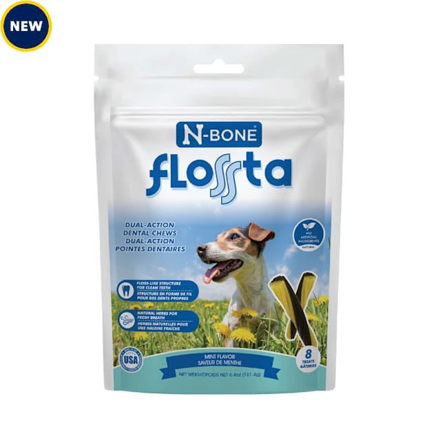 N-Bone Mint Flavor Flossta Dual Action Dental Chews for Dogs, 6.4 oz ...