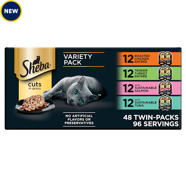 Sheba Perfect Portions Cuts in Gravy Trays Wet Cat Food Variety Pack, 2 ...