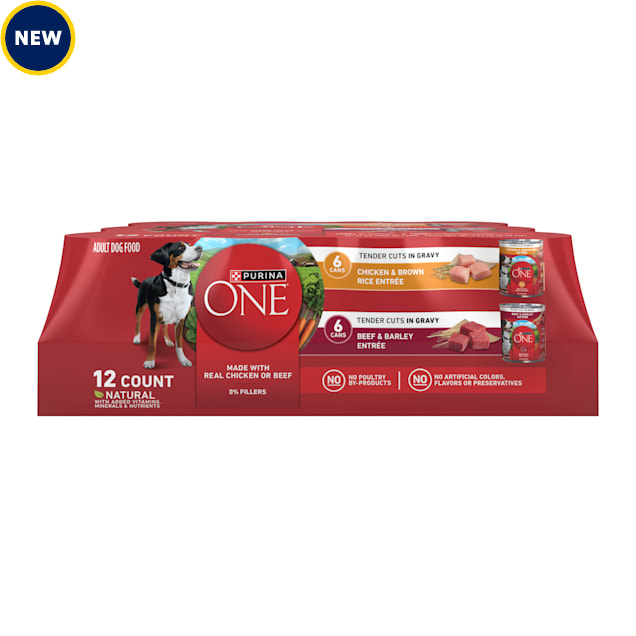 Purina ONE Tender Cuts in Gravy Chicken & Brown Rice, Beef & Barley ...