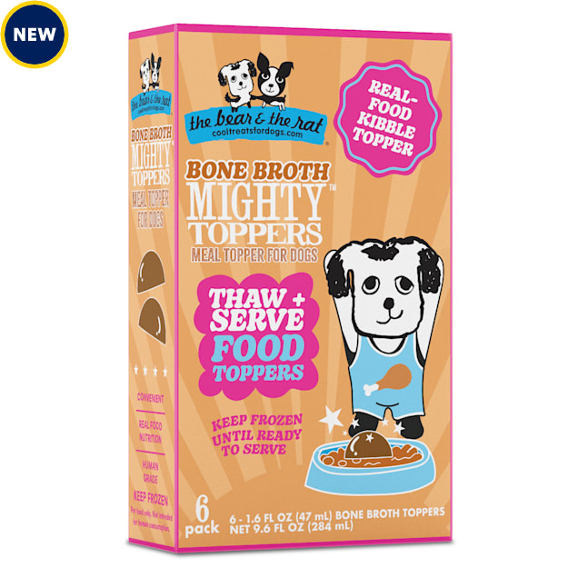 The Bear & The Rat Bone Broth Mighty Toppers Dog Food, 9.6 fl. oz ...