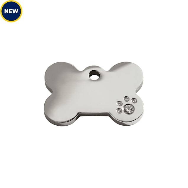 Red Dingo Diamante Polished Stainless Steel Bone Personalized Engraved ...