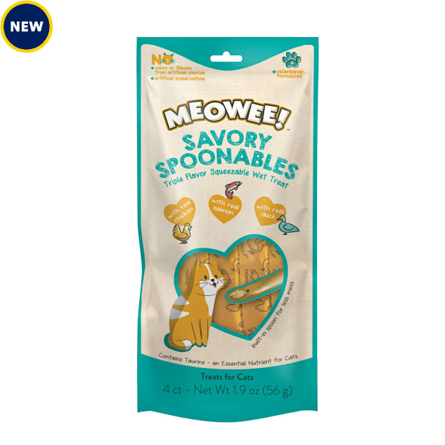 Meowee! Savory Spoonables with Real Chicken, Salmon & Duck Cat Treats ...