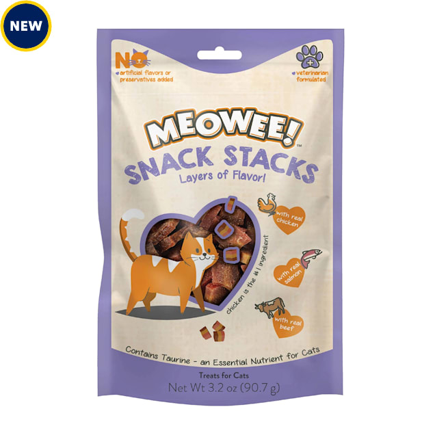 Meowee! Snack Stacks Made with Real Chicken, Salmon and Beef Cat Treats ...