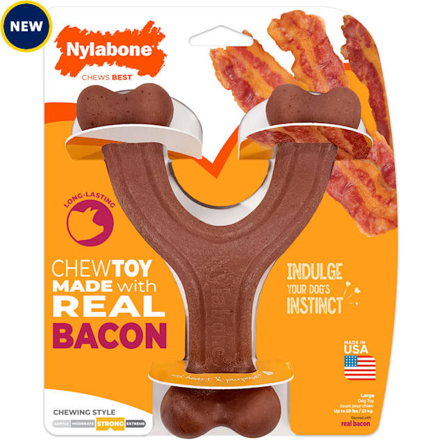 Nylabone Strong Wishbone Made with Real Bacon Dog Chew Toy, Large | Petco