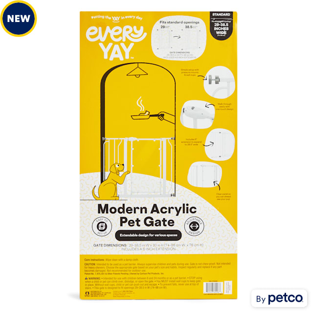 EveryYay Modern Acrylic Dog Gate, 38.5" L X 1" W X 30" H | Petco