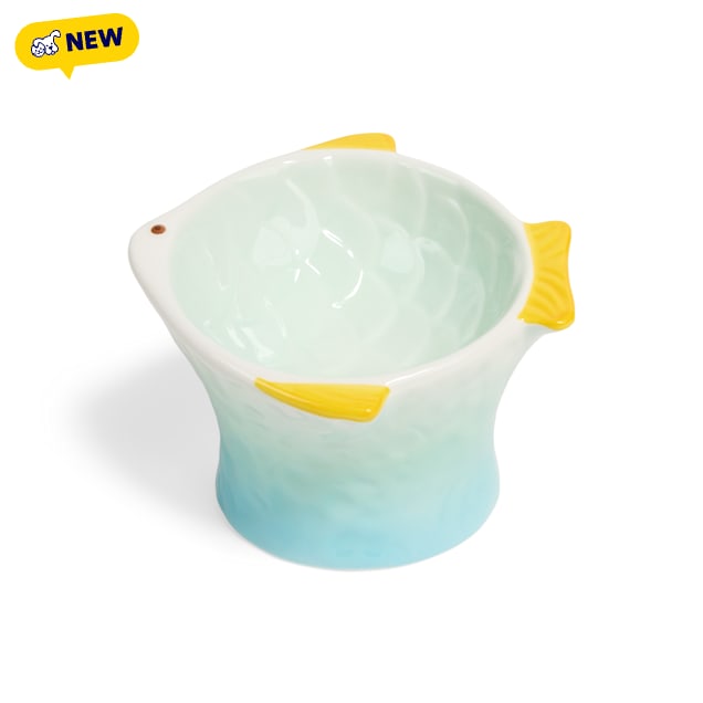 EveryYay Fish Ceramic Pedestal Cat Bowl, 0.42 Cup | Petco