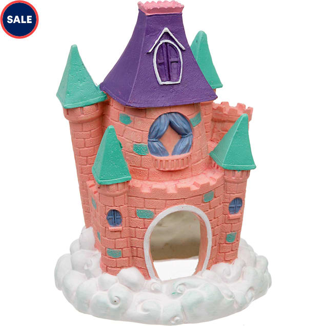 Blue Ribbon Pink Pixie Castle Aquarium Ornament | Petco