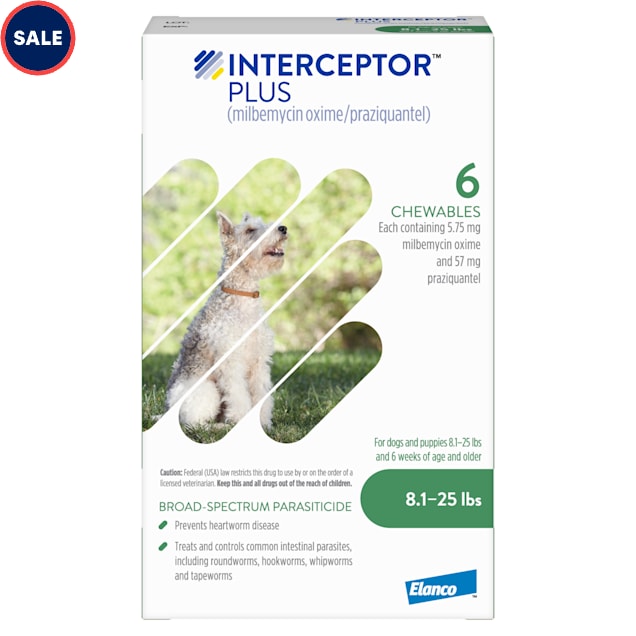 Interceptor Plus Chewables for Dogs 8 to 25 lbs., 6 Month Supply | Petco