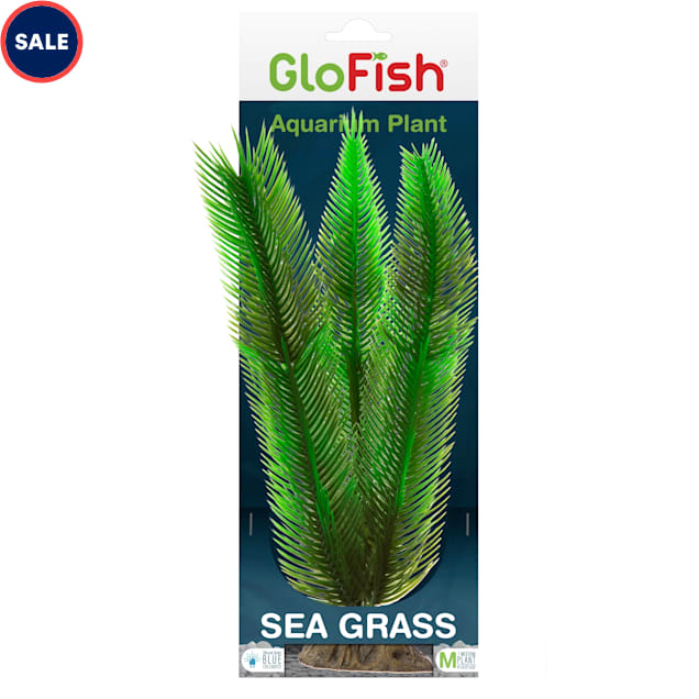 GloFish Sea Green Grass Plant Fluorescent Under Blue LED Light Aquarium ...