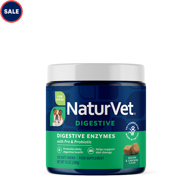 NaturVet Digestive Enzymes Plus Pre & Probiotics Soft Chews for Dogs ...