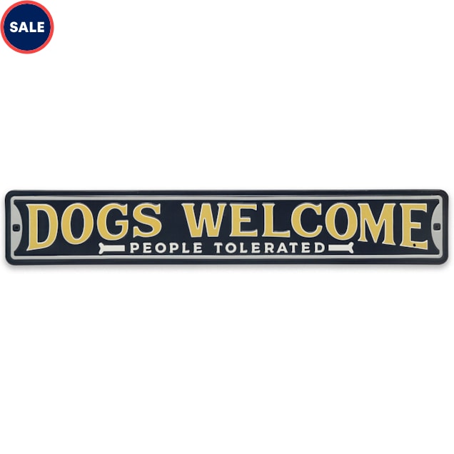 Open Road Brands Dogs Welcome People Tolerated Metal Street Sign | Petco