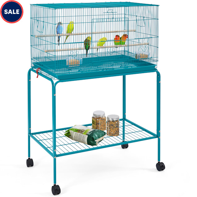Topeakmart Teal Blue 47" Flight Cage with Slide-Out Tray and Rolling ...