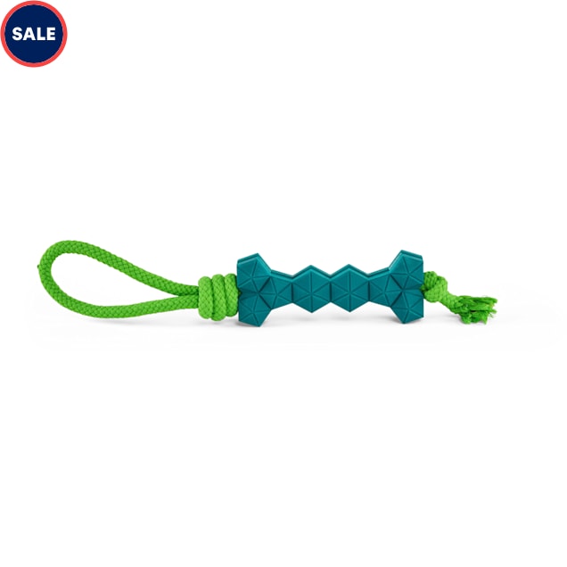 Leaps & Bounds Rubber Bone & Rope Dog Toy, Medium | Petco