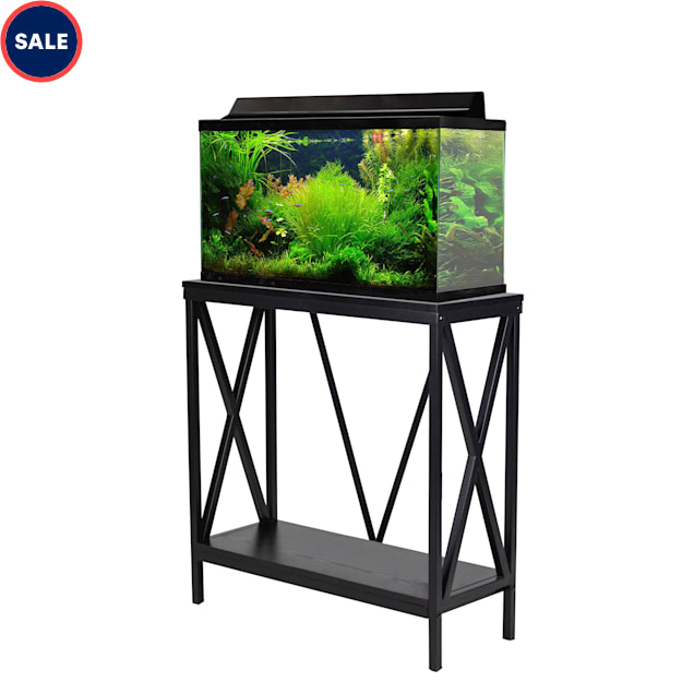 Aquatic Fundamentals 29/37 Gallon Steel X-Frame Black Aquarium Stand ...
