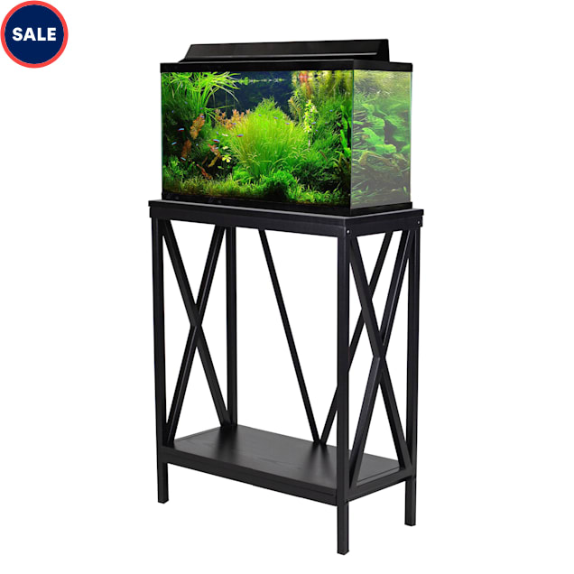 Aquatic Fundamentals 20 Gallon Steel X-Frame Black Aquarium Stand, with ...