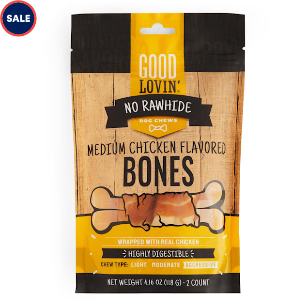 Good Lovin' No Rawhide Medium Chicken-Flavored Bones Dog Treats, 4.16 ...