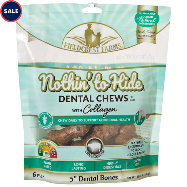 Fieldcrest Farms Nothin' to Hide 5" Dental Bone Beef Flavor Dog Chew ...