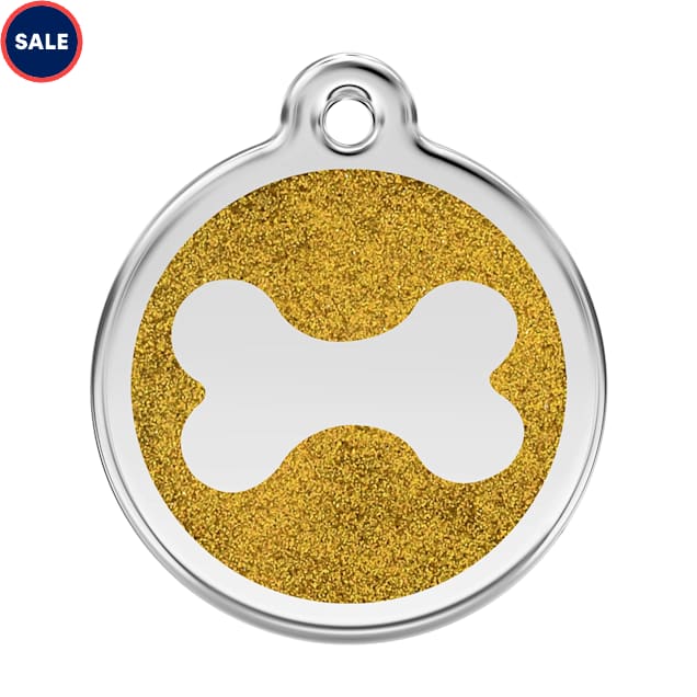 Red Dingo Stainless Steel Enamel Glitter Bone Personalized Engraved Pet ...
