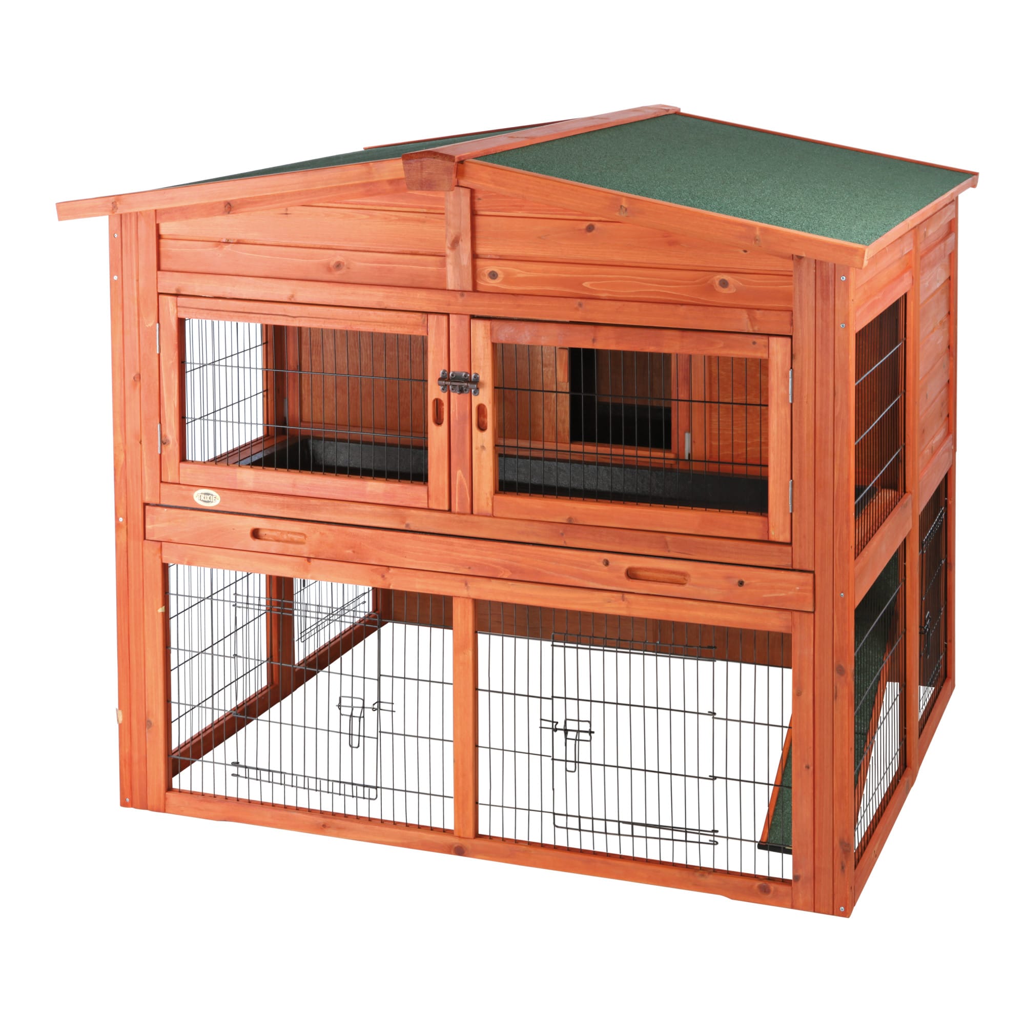 TRIXIE Natura XL Two-Story Rabbit Hutch with Run, 53" x 45" x 44" | Petco