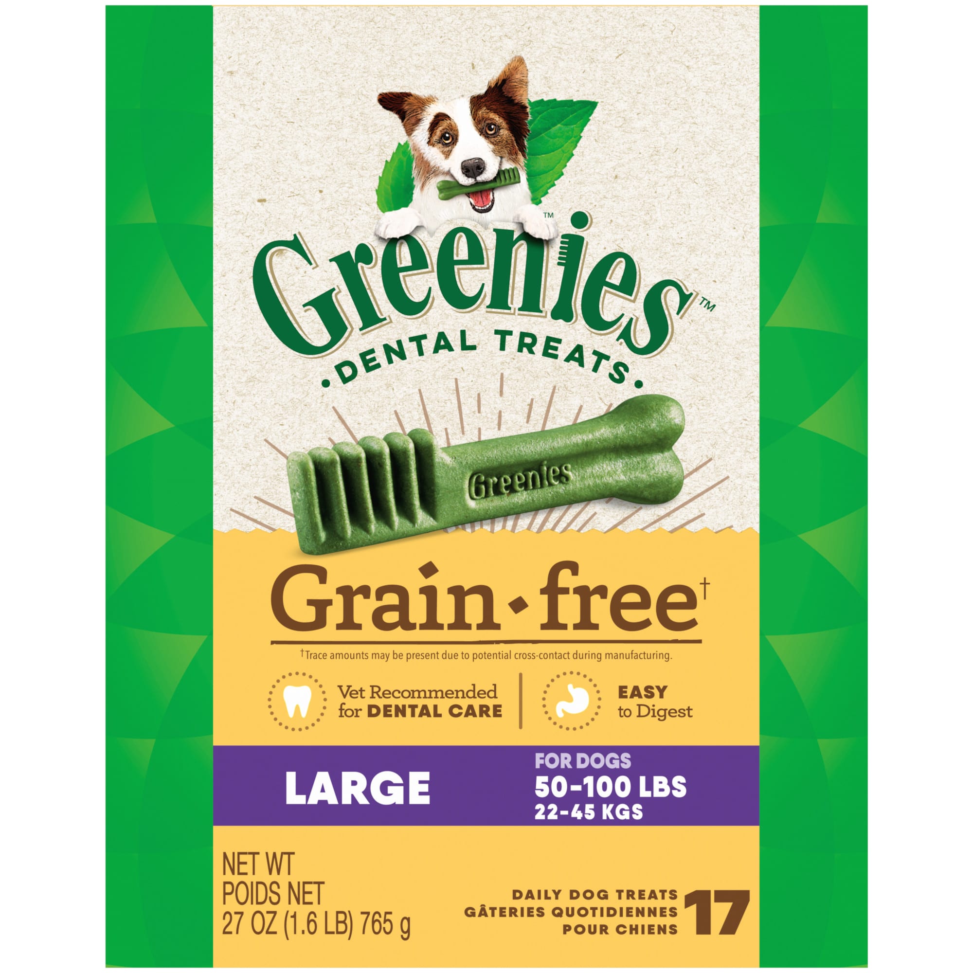 Greenies Grain Free Large Natural Dog Dental Care Chews Oral Health Dog ...