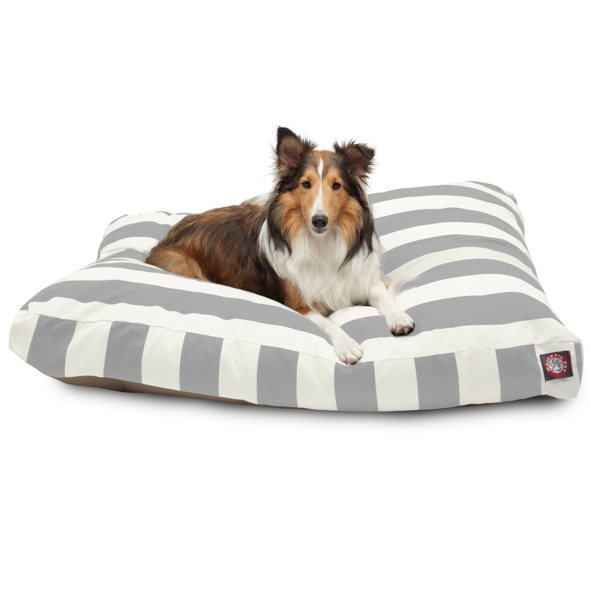 Majestic Pet Gray Vertical Stripe Shredded Memory Foam Rectangle Dog ...