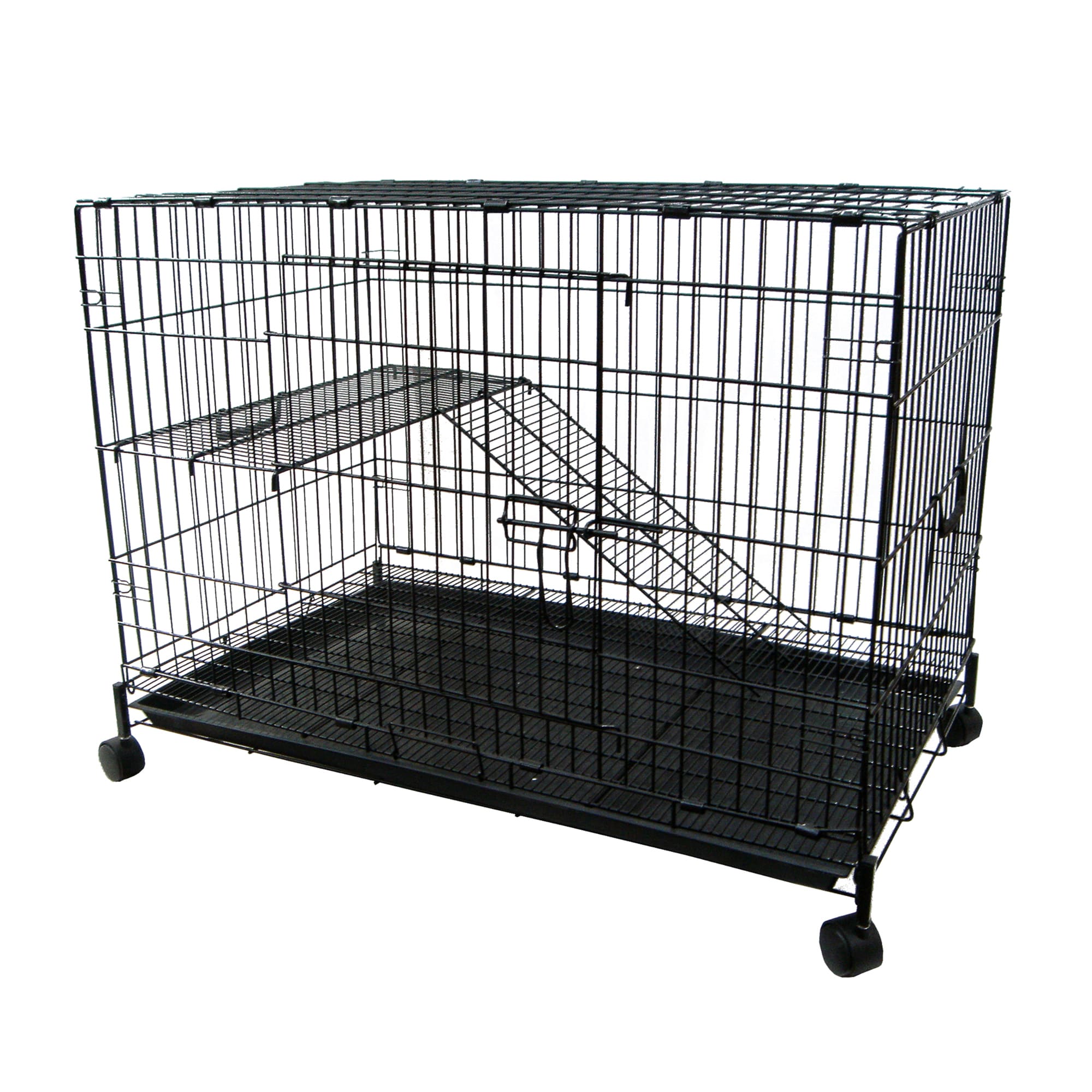 YML 2 Level Black Small Animal Cage, 36" L X 23" W X 29" H | Petco