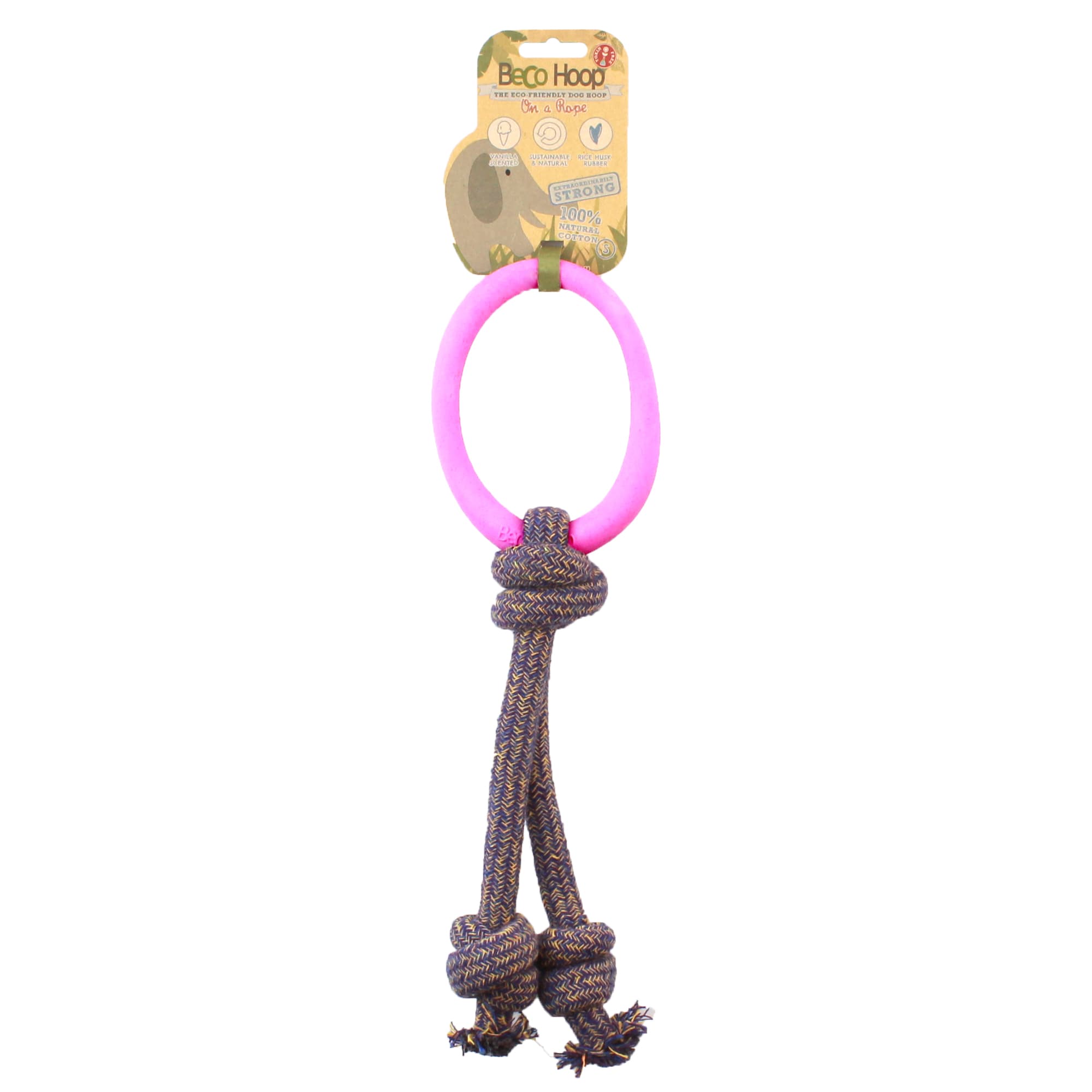 Beco Pet Rubber Hoop on a Rope Pink Dog Toy, Small | Petco