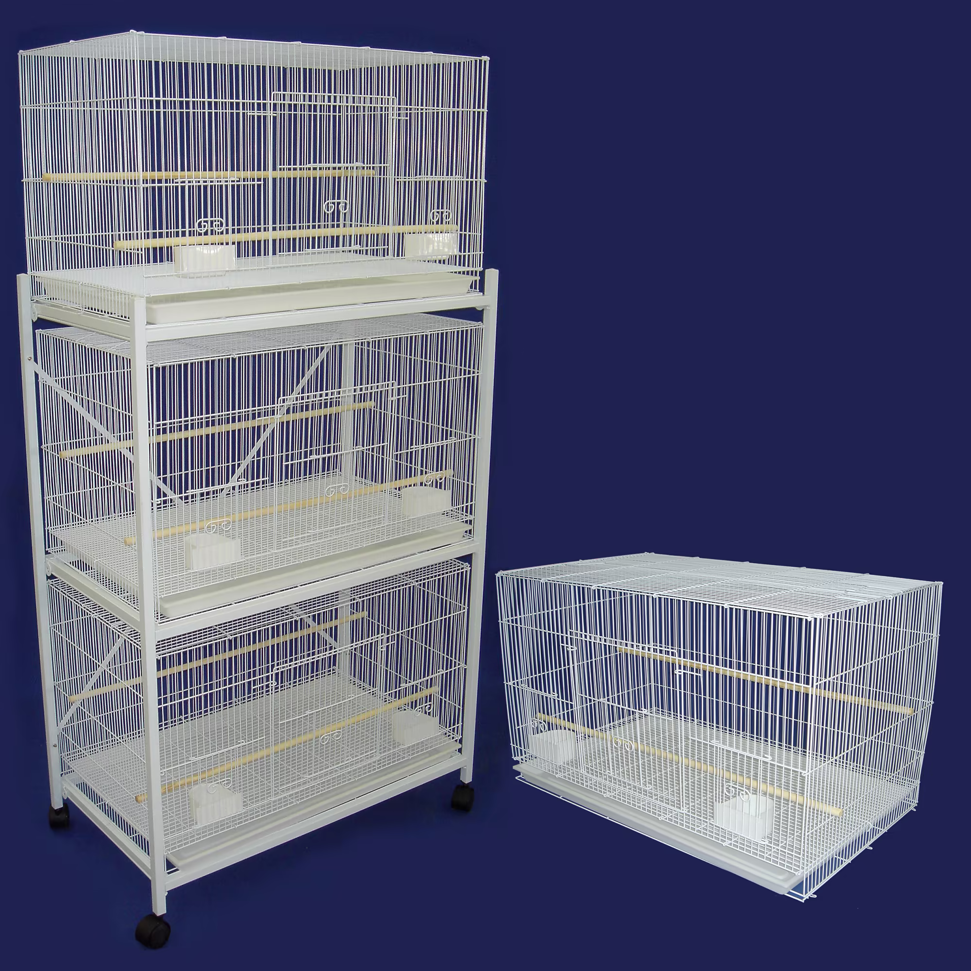 YML Breeding White Cages Lot of 4 With Stand, Medium | Petco