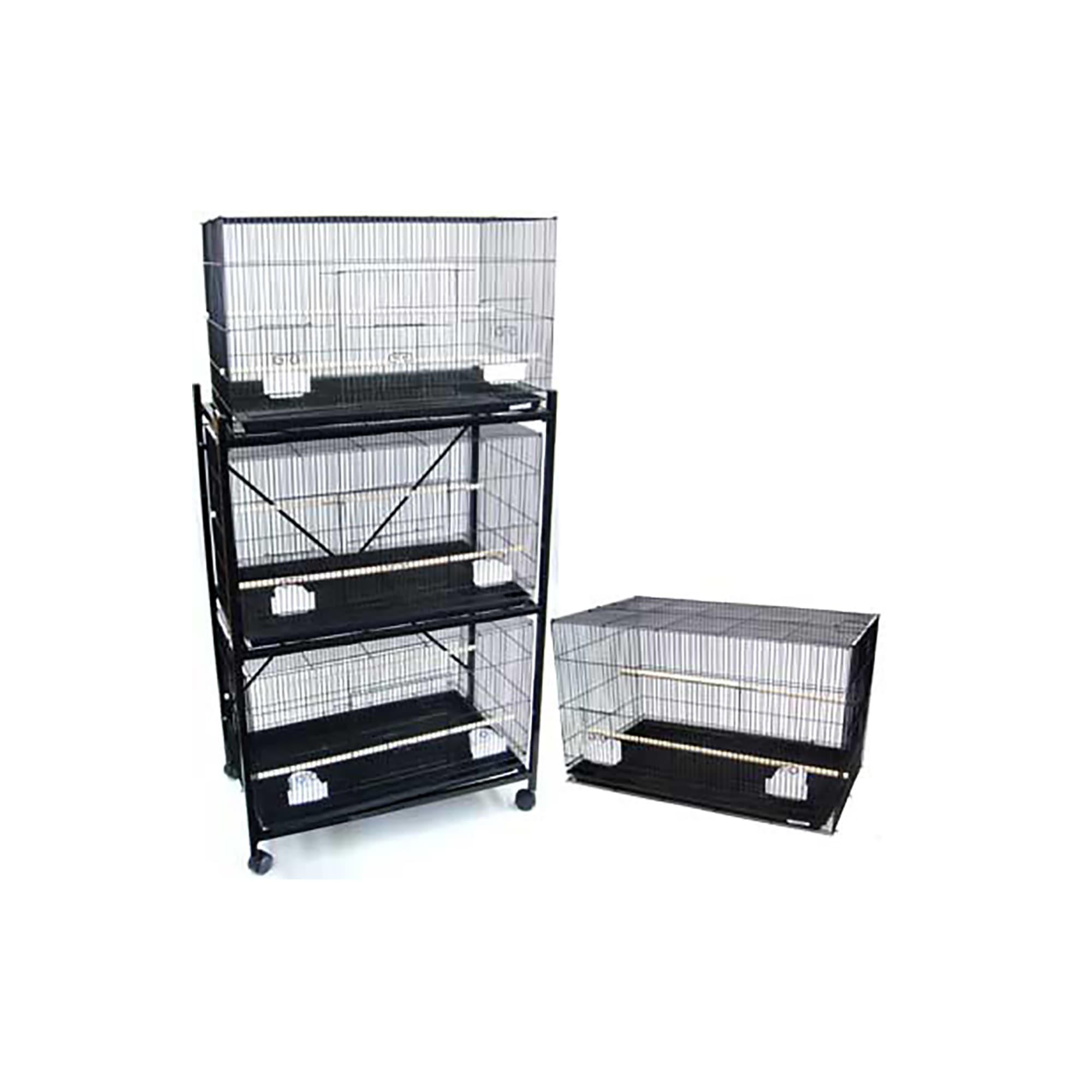 YML Breeding Black Cages Lot of 4 With Stand, Medium | Petco