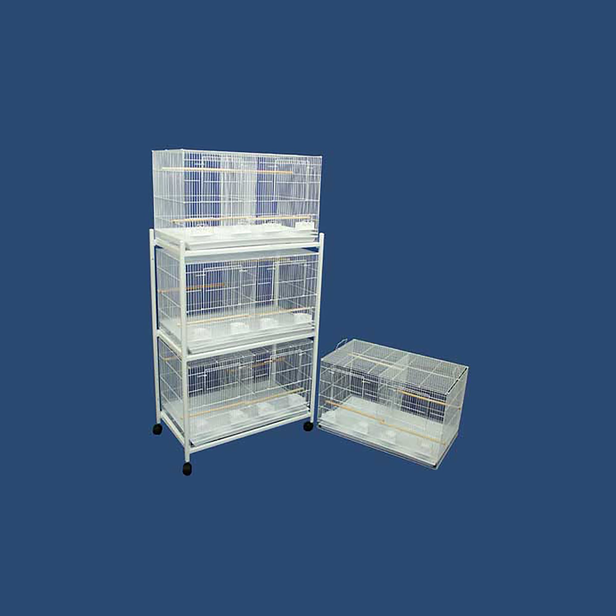 YML Breeding White Cages with Divider and Stand, Medium, Set of 4 | Petco