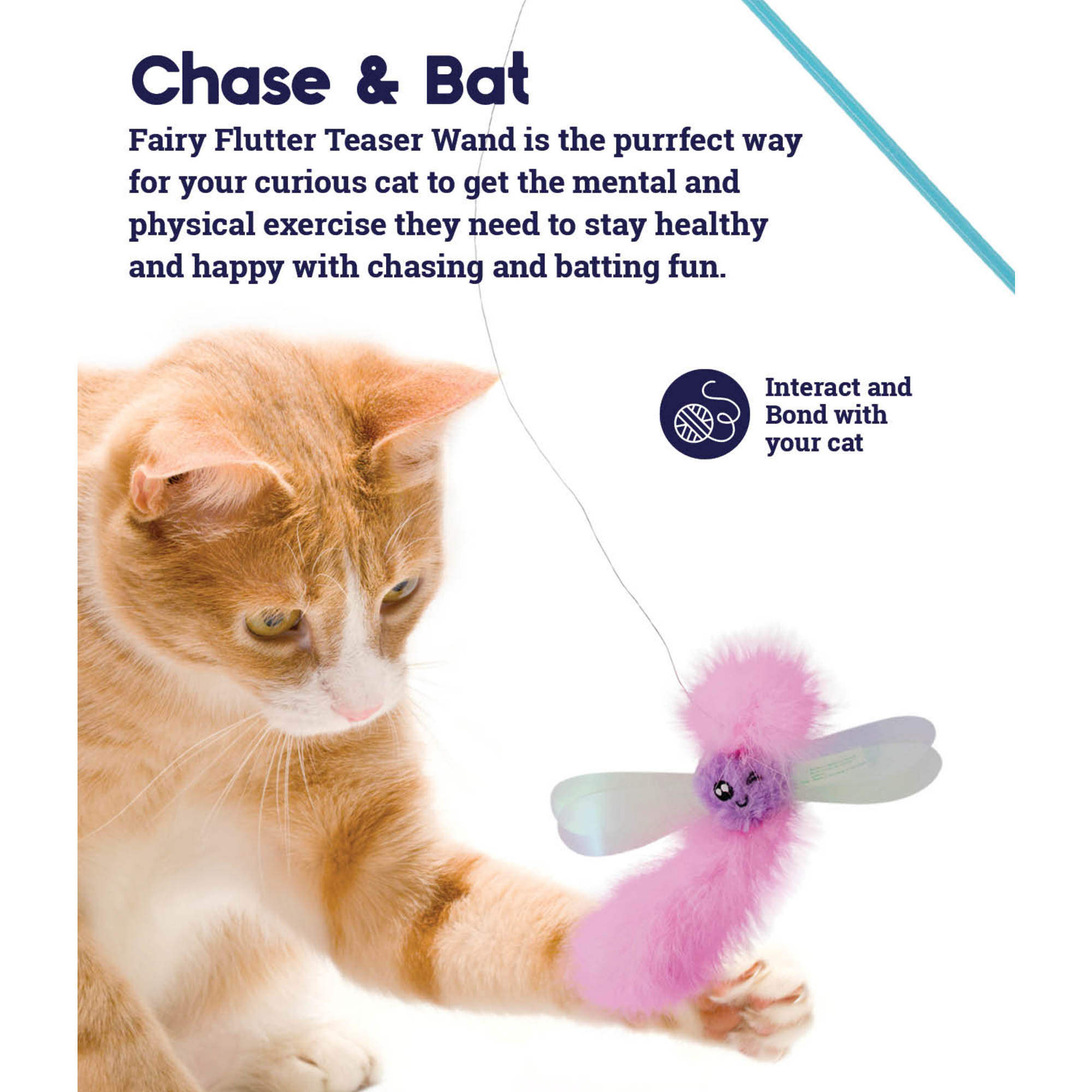 Petstages Fairy Flutter Teaser Wand Cat Toy, Medium | Petco