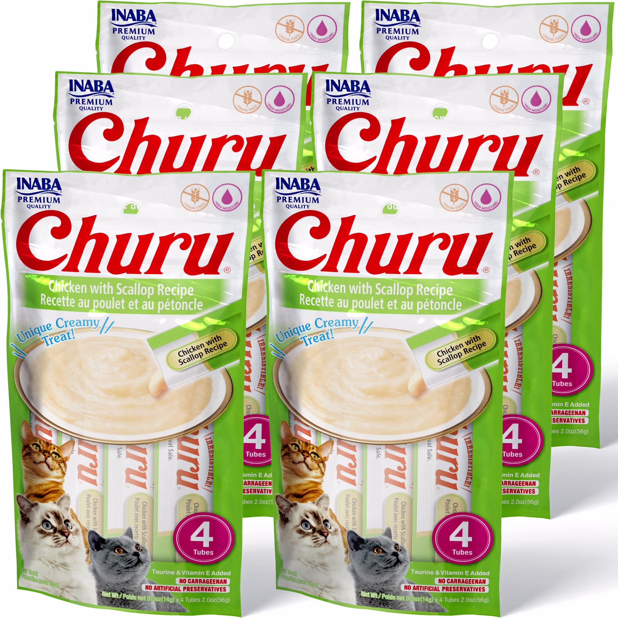 Inaba Churu Chicken with Scallop Recipe Cat Treats, .5 oz., Count of 24 ...