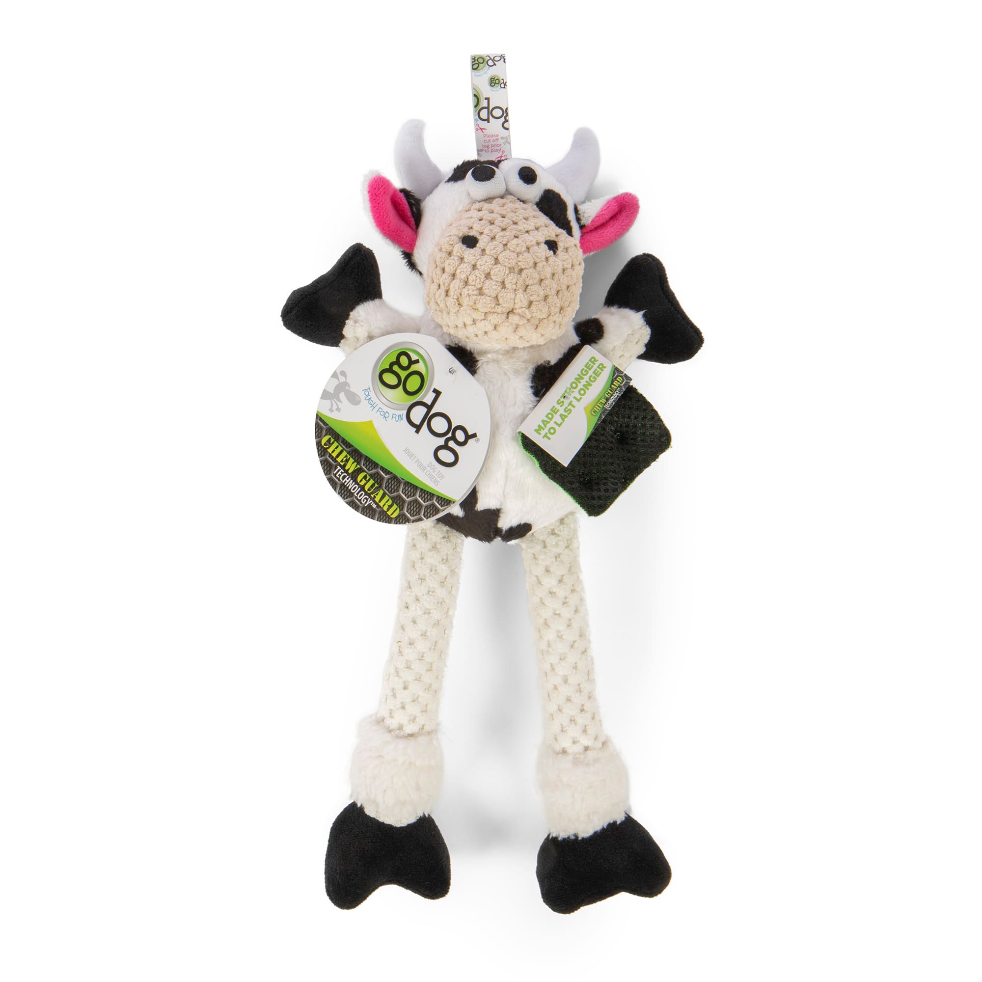 goDog Checkers Skinny Cow Plush Dog Toy, Medium | Petco