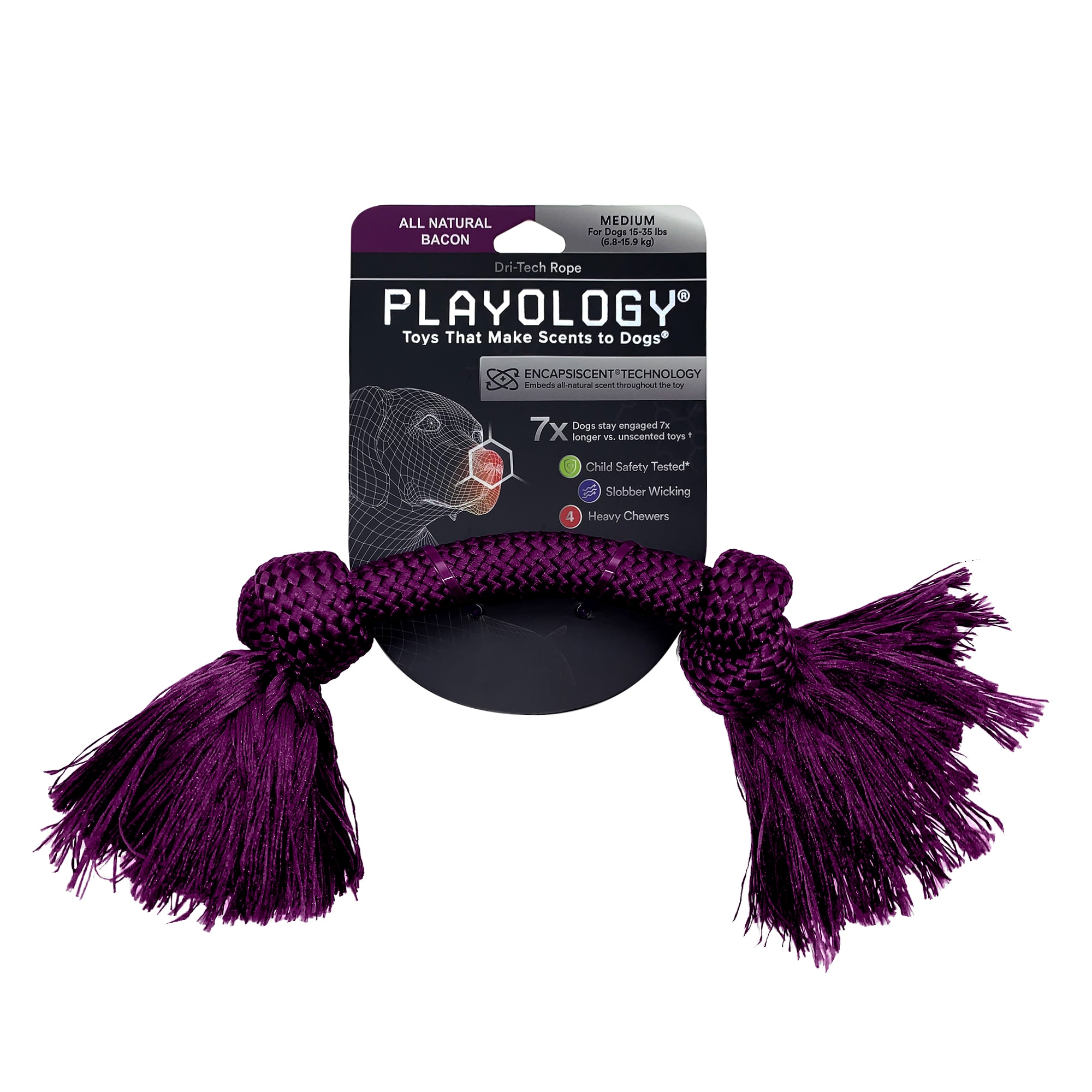 Playology Dri-Tech Rope Bacon Dog Toy, Medium | Petco
